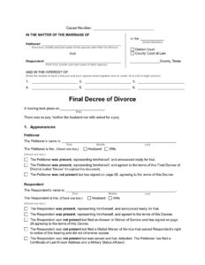 Final Decree of Divorce Texas - Download PDF Form